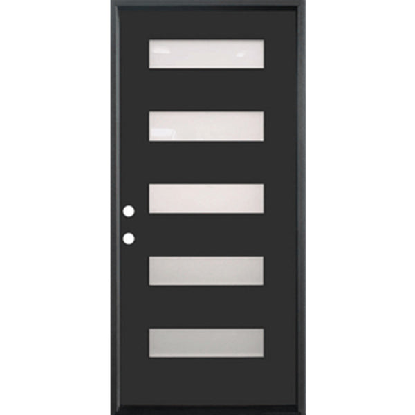 36x96 5-Lite Acid Etch Painted Black Exterior Door