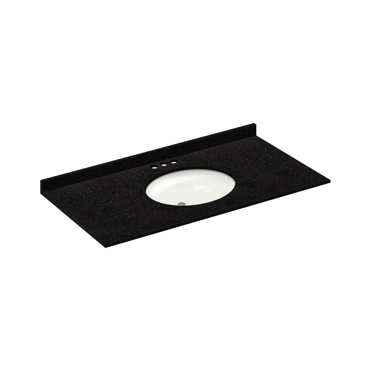 Absolute Black 49"x22" Vanity Top with Backsplash and 4" Spread